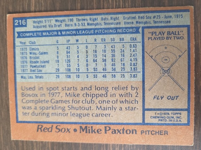 1978 Topps - #216 Mike Paxton (RC) for sale online | eBay