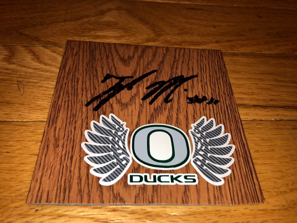 TAYLOR MIKESELL SIGNED OREGON DUCKS LOGO BASKETBALL 4X4 FLOOR TILE COA ...