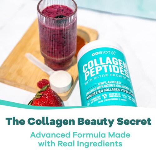 Collagen Powder Supplement with Probiotics - Hydrolyzed Protein ...