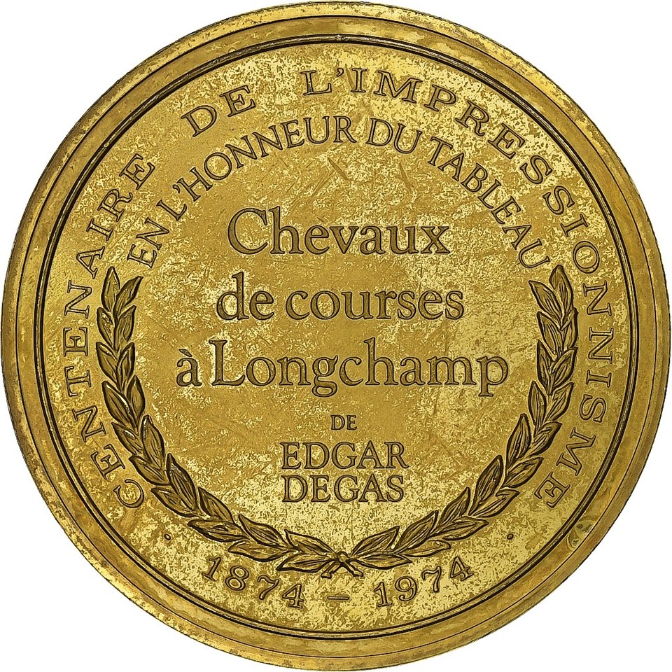 Frankreich, Medaille, Chevaux de course à Longchamp, Edgar Degas ...