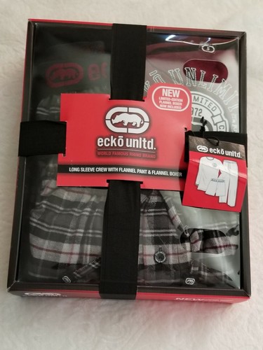 Ecko Unltd. Men's Long Sleeve Crew With Flannel Pants & Flannel Boxer ...
