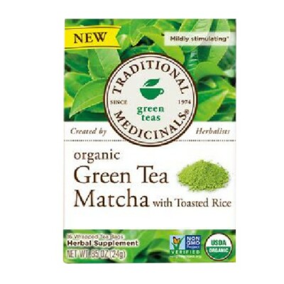 Organic Green Tea Matcha with Toasted Rice 16 Bags By Traditional ...