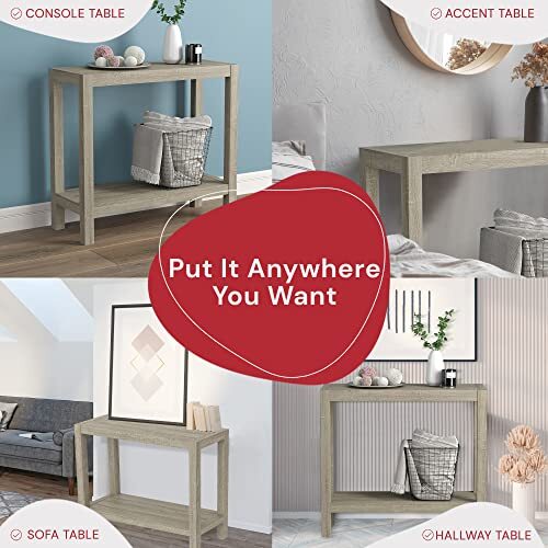 & Co Dark Taupe Farmhouse Entry Table Console Tables For Entryway Use ...