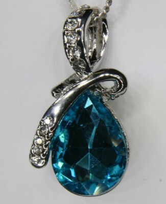 Light Blue Teardrop Crystal & Rhinestone Necklace- March birthstone ...