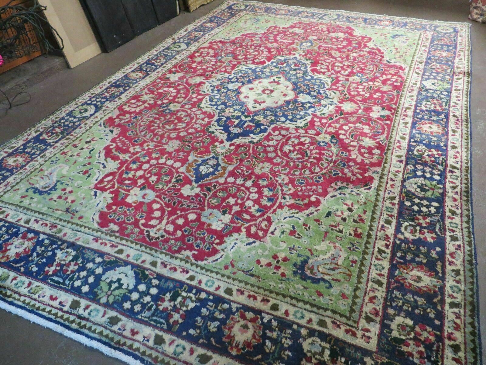 Oriental Rug 7x10, Red Blue and Green Rug Allover Floral Medallion ...