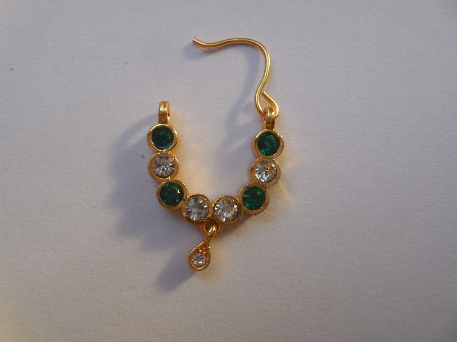 Decorated Crystal Nose Ring Indian Nath Wedding Piercing Jewelry Green ...