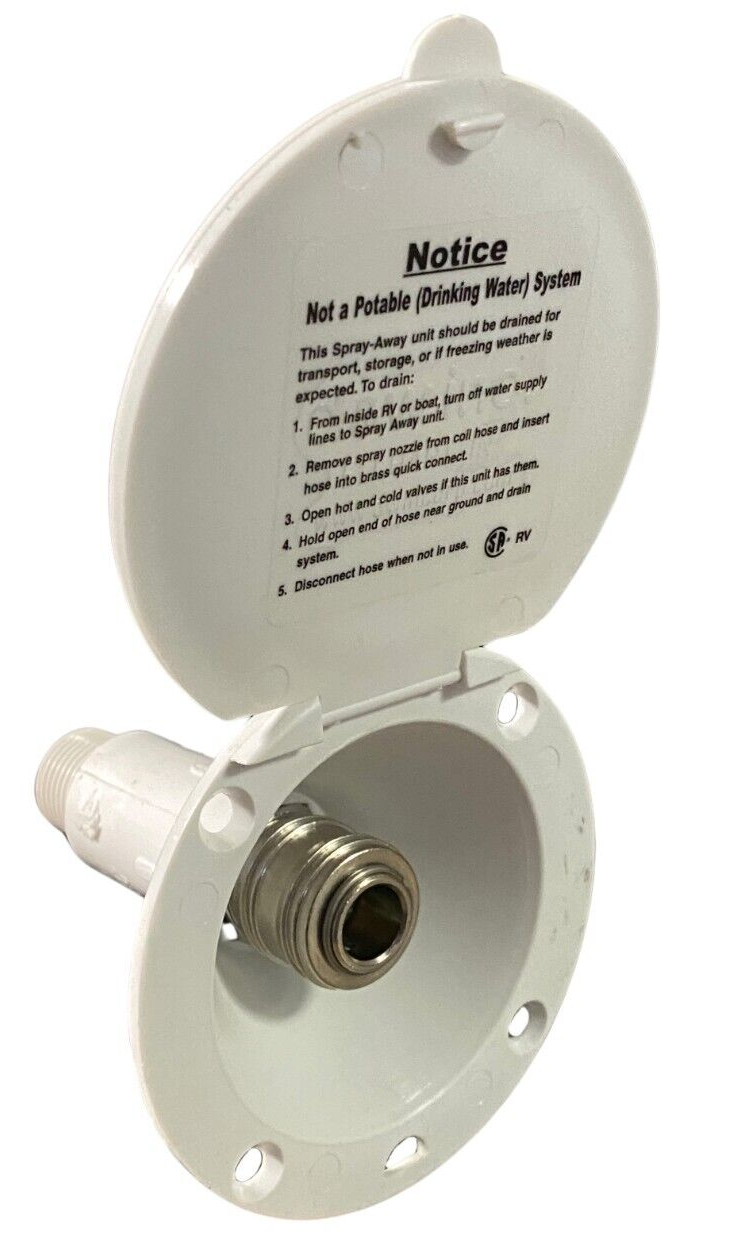 RV Water Spray Port Quick Connect Exterior Inlet W/ Back Flow Valve ...