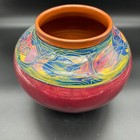 Hand Thrown Colorful Incised Pottery Vase Artist Signed Hawk Wings | eBay