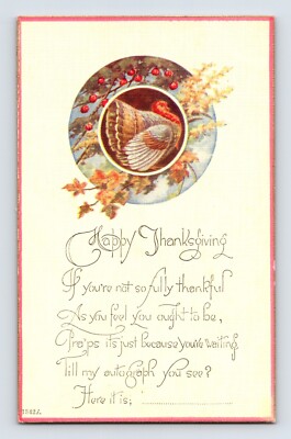 Postcard Thanksgiving Turkey 1920s Unposted Divided Back | eBay