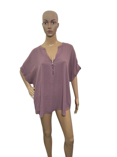 Maurices Women’s Plus Size 2X Short Sleeve V Zipper Neck Solid Purple Blouse | eBay