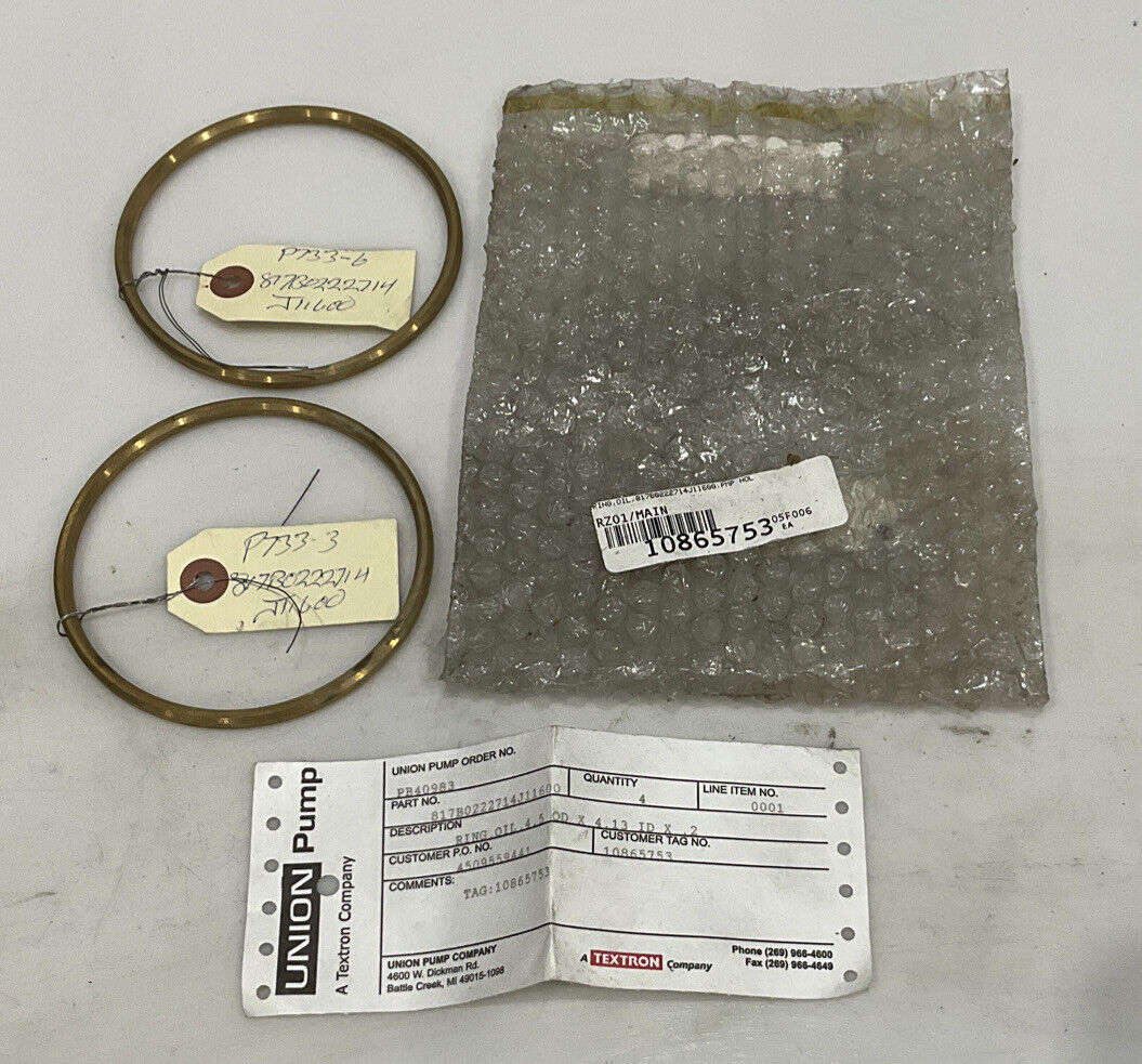 UNION PUMP 817B0222714J11600 OIL RING 678 | eBay