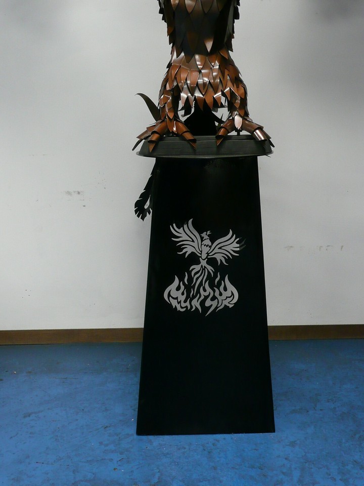 Handmade Welded Steel Phoenix Sculpture on stand | eBay UK