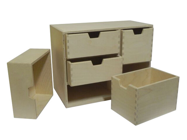 Wooden Drawer - Box Desktop Office Desk Storage Decoupage Unpainted 11 ...