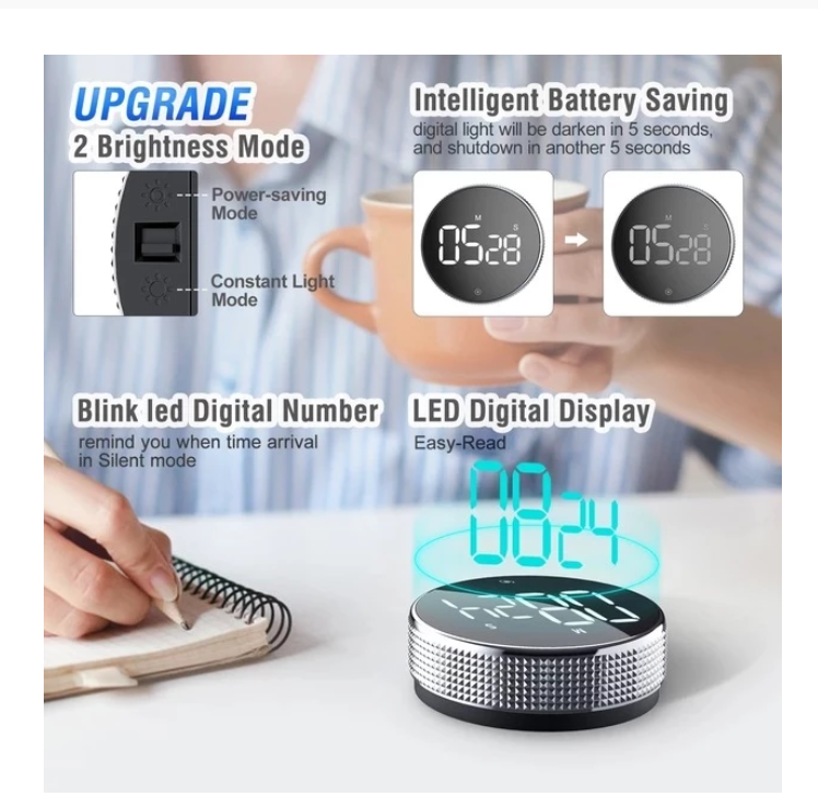 LED Magnetic Digital Kitchen Timer Counter Alarm Clock For Cooking ...