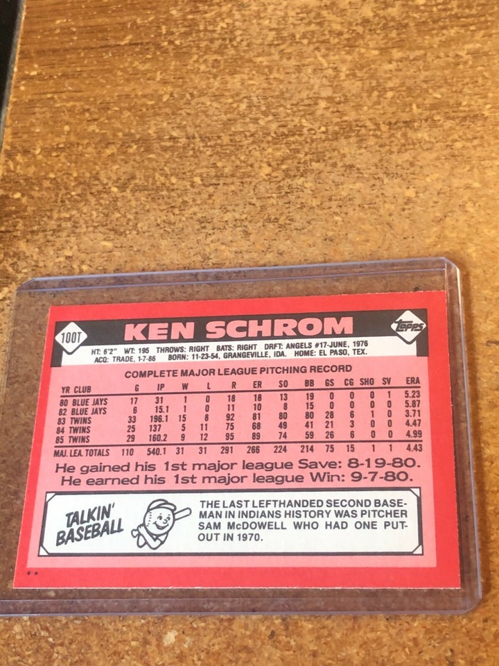 1986 Topps Traded Baseball # 100T Ken Schrom | eBay