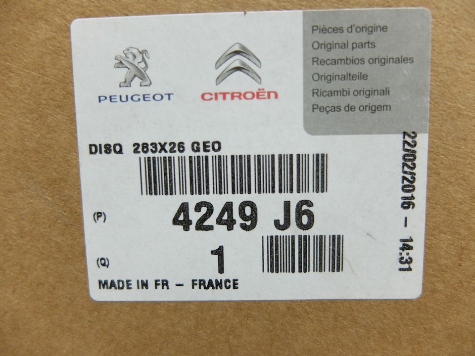 Brake Disc Original Front 4249J6 4249.J6 Peugeot Citroen | eBay UK