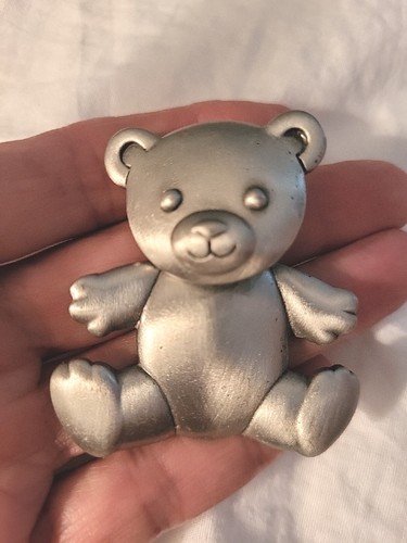 Vintage JJ Jonette Pewter Teddy Bear Brooch Pin w Moving Head | eBay