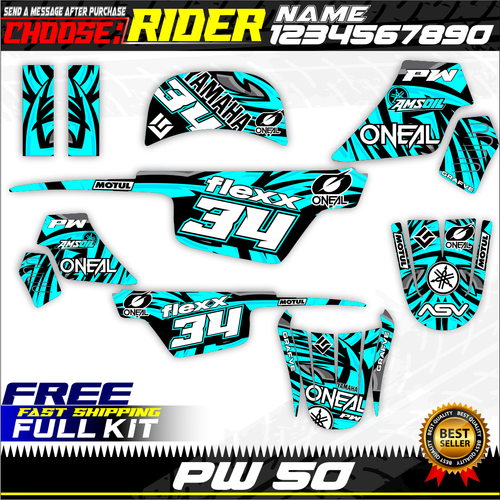 compatible Yamaha PW 50 1990-2023 Kit Graphics Decals Stickers PeeWee ...