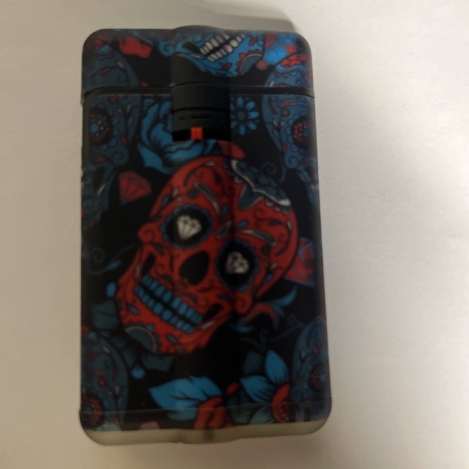 2 Pack SUGAR SKULL Slim Torch Lighter Windproof Butane Refillable USA ...