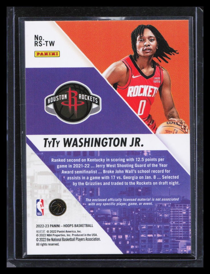 2022 Panini NBA Hoops Rise N Shine TyTy Washington Jr. #RS-TW RC Patch ...