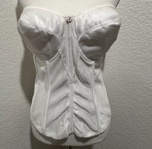 Dominique White Rachelle Satin Strapless Corset Bustier Bra Sz 40DD ...