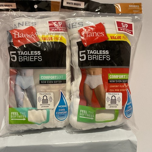 2 Packs 10 Total Hanes Mens Tagless Briefs White Size Small (28-30") | eBay
