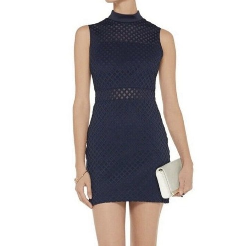 Elizabeth and James Neri Mesh Laser-Cut Neoprene Dress Navy Size 4 | eBay