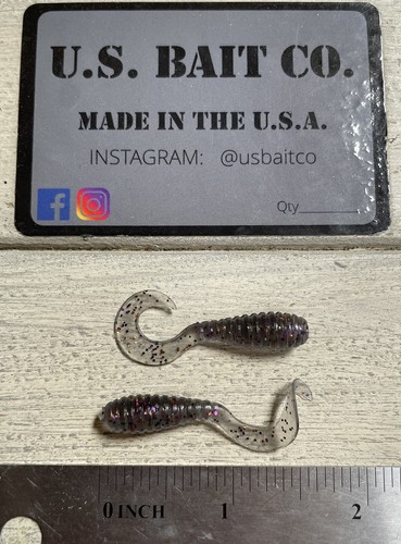 Curl Tail Ribbed Grub 1.5" Smoke With Copper Purple Flake Lot Of 40 ...