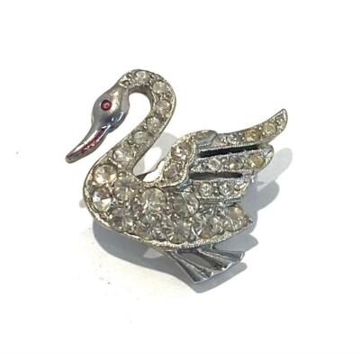 Vintage Rhinestone Small Swan Pin | eBay