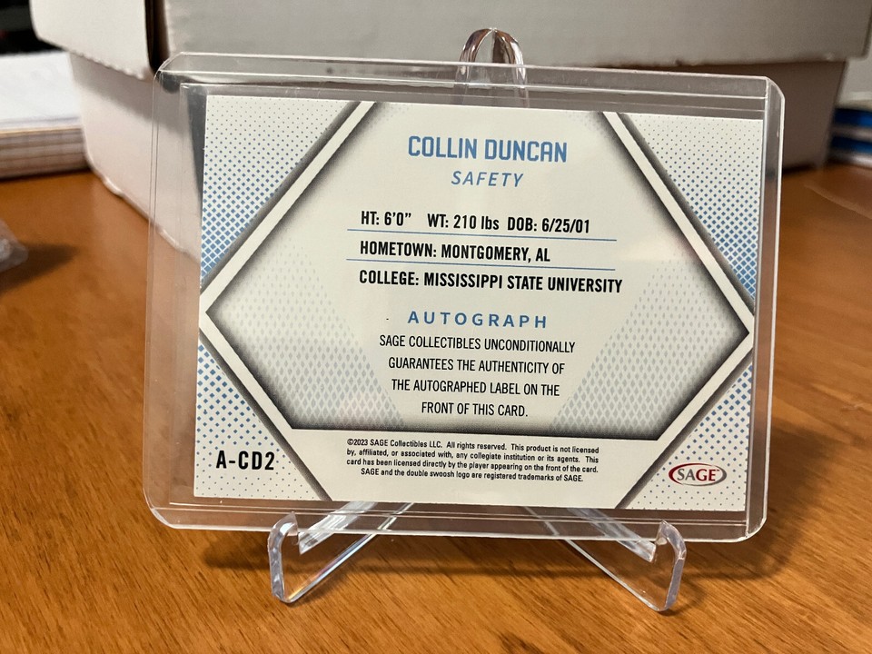 Collin Duncan Sage 2023 Rookie Autograph #A-CD2 | eBay