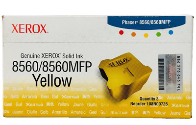 New Genuine Xerox 8560 8560 Yellow Solid 108R00725 Ink Cartridges Box ...