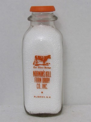 TSPP Milk Bottle Norman's Kill Farm Dairy Co Albany NY 1955 FULL COW ...