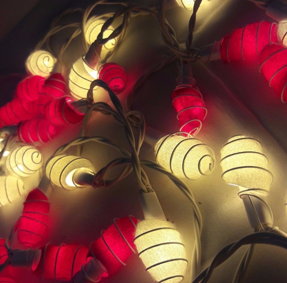Vintage String Lights 35 lights Thai Real Silk Cocoon Handmade DIY ...