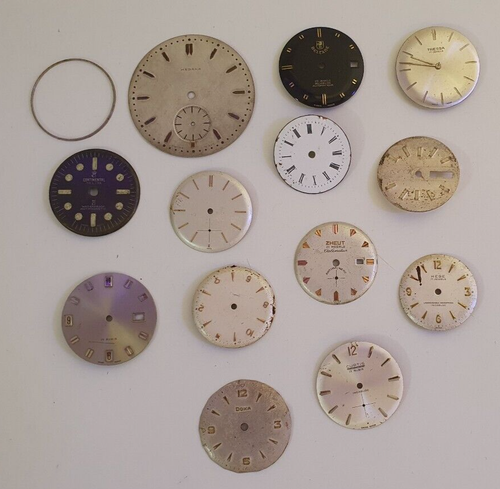13 x vintage watches dials varies brands + conditions doxa,zheut ...