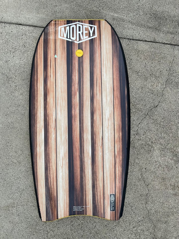 Morey Mach 11 Tube Rail Boogie Body Board Yellow Faux Wood with Leash ...