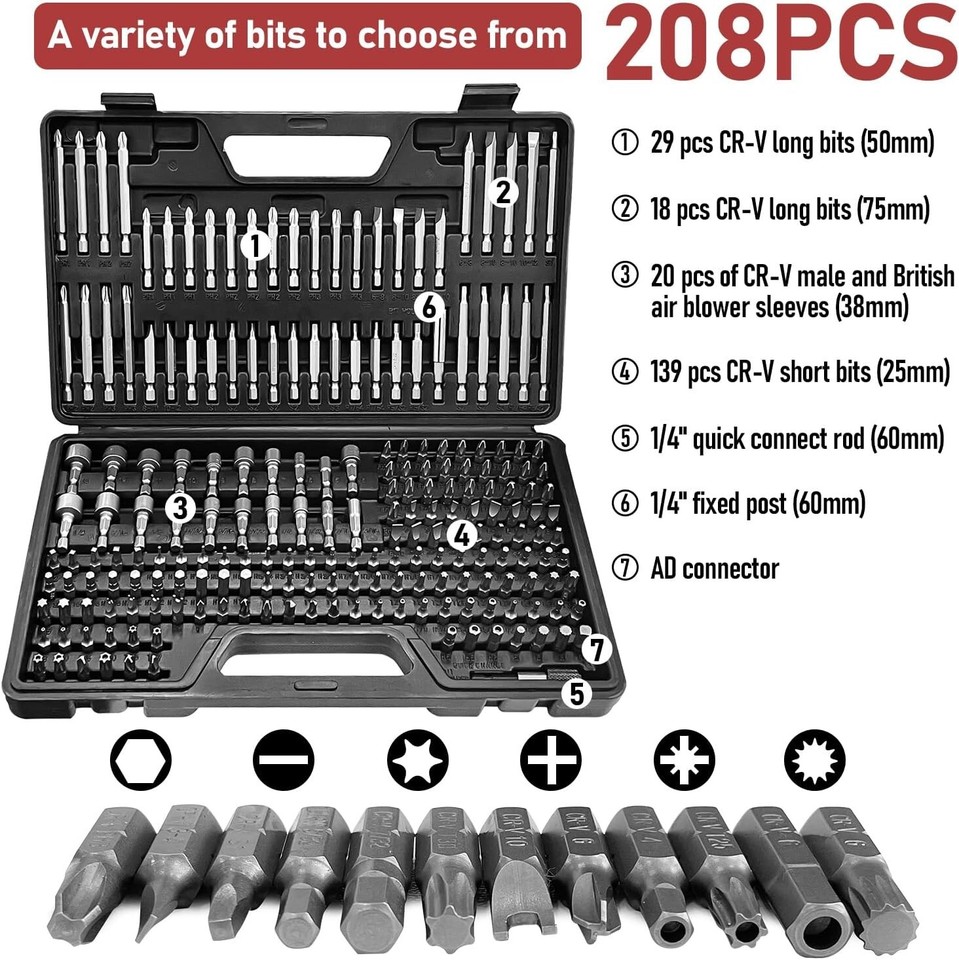 Gunsmith Screwdriver Set Gunsmithing Firearm Tools Kit 208 Bits Pro ...