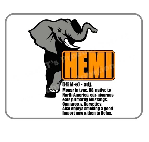 Hemi Elephant Logo - 100% Cotton Men's Graphic T-Shirt - 426/Plymouth ...