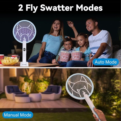 Electric Fly Swatter Racket, 2 in 1 Mosquito Bug Zapper 4100V Handheld ...