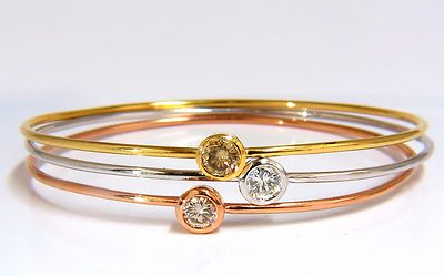 1.18CT Stackable Bangles Diamonds Bracelet 14KT Fancy Color Mod ...