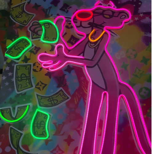 Pink panther neon sign - Panther wall led decoration - Acrylic street ...