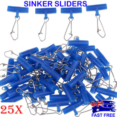 25x Blue Sinker Sliders Swivel Slider Line Easy Rigs Hook Snap Live ...