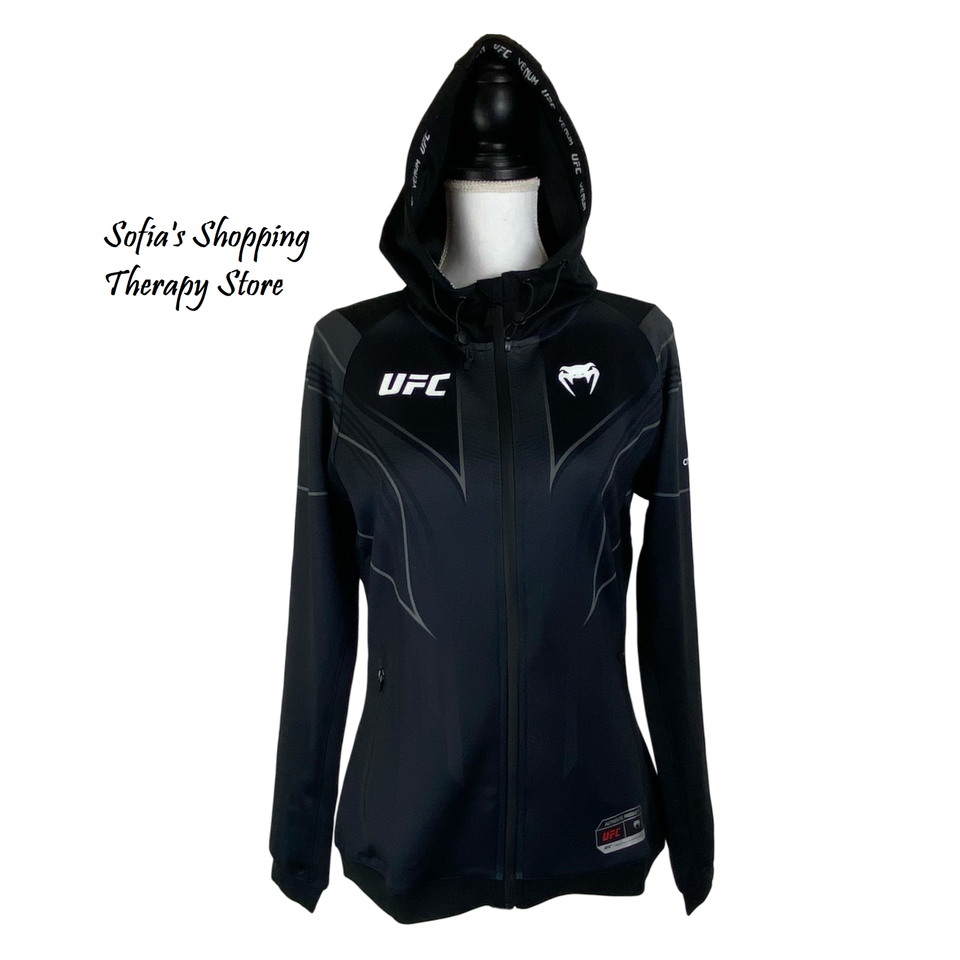 UFC Venum Authentic Fight Night 2.0 Women's Walkout Hoodie Jacket Black ...