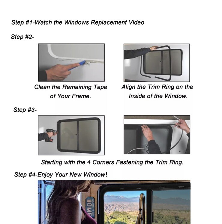 Aucuda RV Windows with Trim Rings, 15 W x 22 H Replacement RV Windows ...