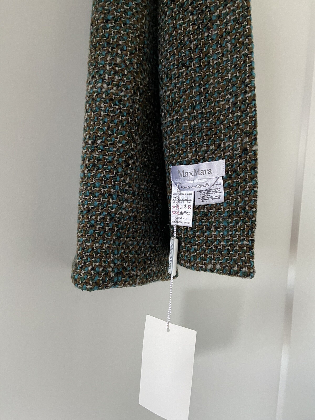 NWT New with tag Max Mara Made in Italy black, ivory & greens tweed ...
