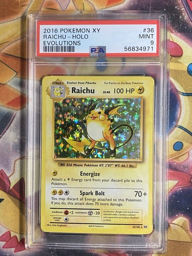 PSA 9 MINT 2016 Pokemon XY Evolutions RAICHU #36 Holo | eBay