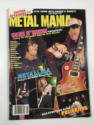 Metal Mania magazine September 1989 Guns N' Roses Metallica Powermad ...