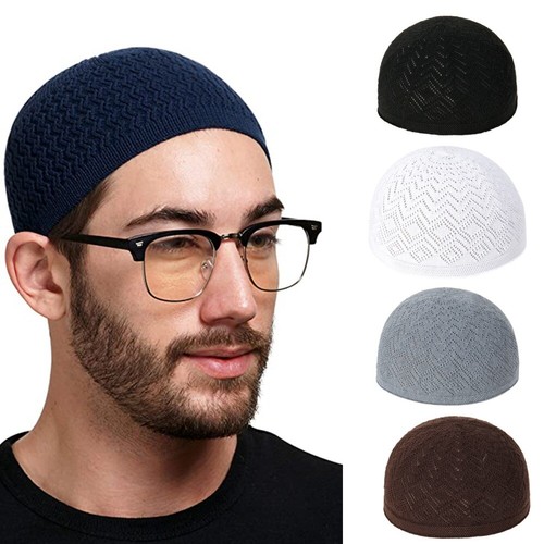 Solid Color Knitted Beanie Cap Mesh Men's Wrap Head Caps Jewish India ...