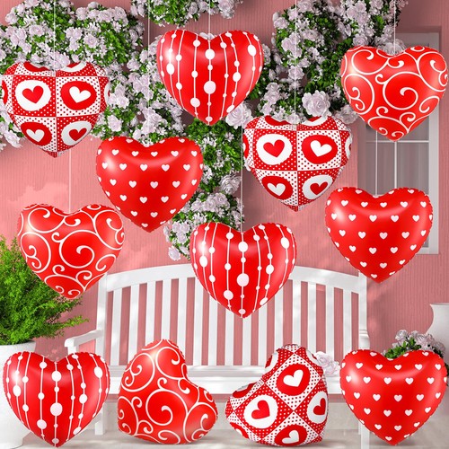 12 Pcs 12 Inch Valentine's Day Inflatable Heart Outdoor Decorations ...
