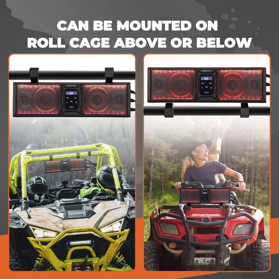 16in ATV UTV Sound Bar RGB Light Speaker System Wireless IPX5 Rated ...