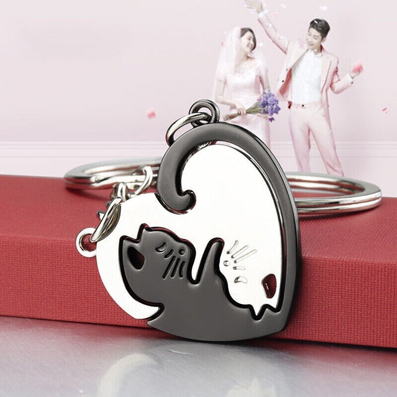 2pcs Yin and Yang Cat Key Chain Ring Set Couple Best Friends BFF ...